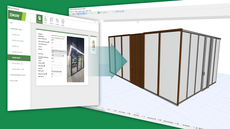 Inlook Slidy 36 dB glass wall in the product library